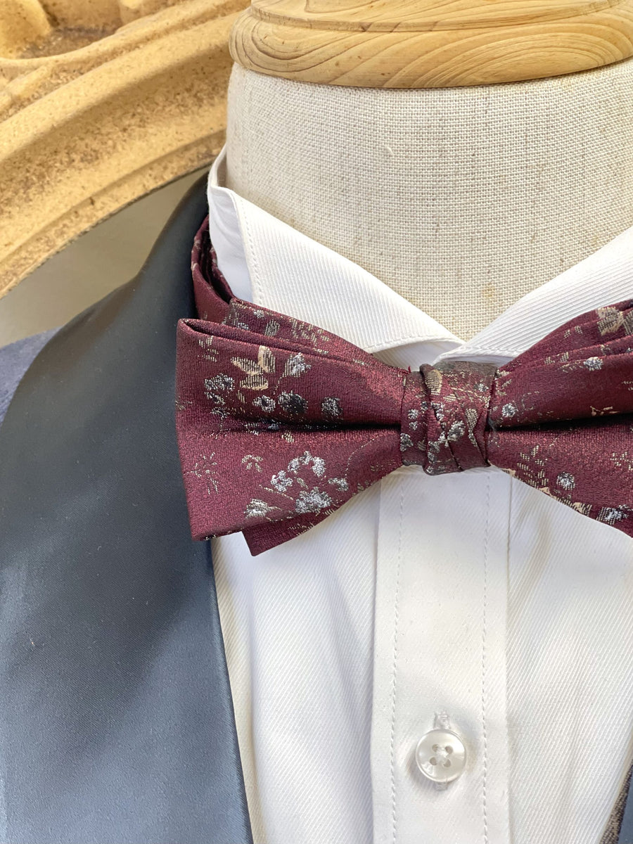 Bloody Red Floral With Gold and Silver Flowers Bow Tie – BOW TIE SHOP HK
